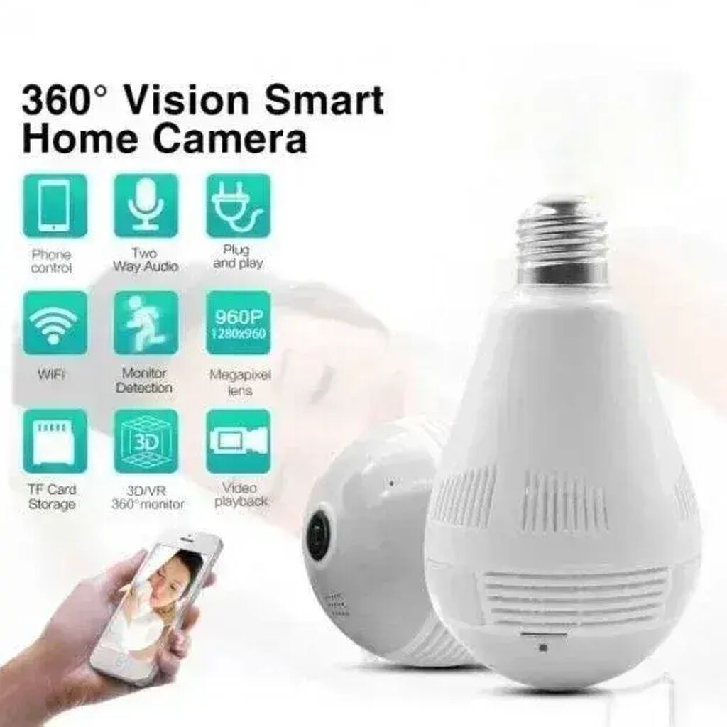 Kamera sijalica 360 stepeni 2mpix fullhd ip wifi. kamera sijalica 360