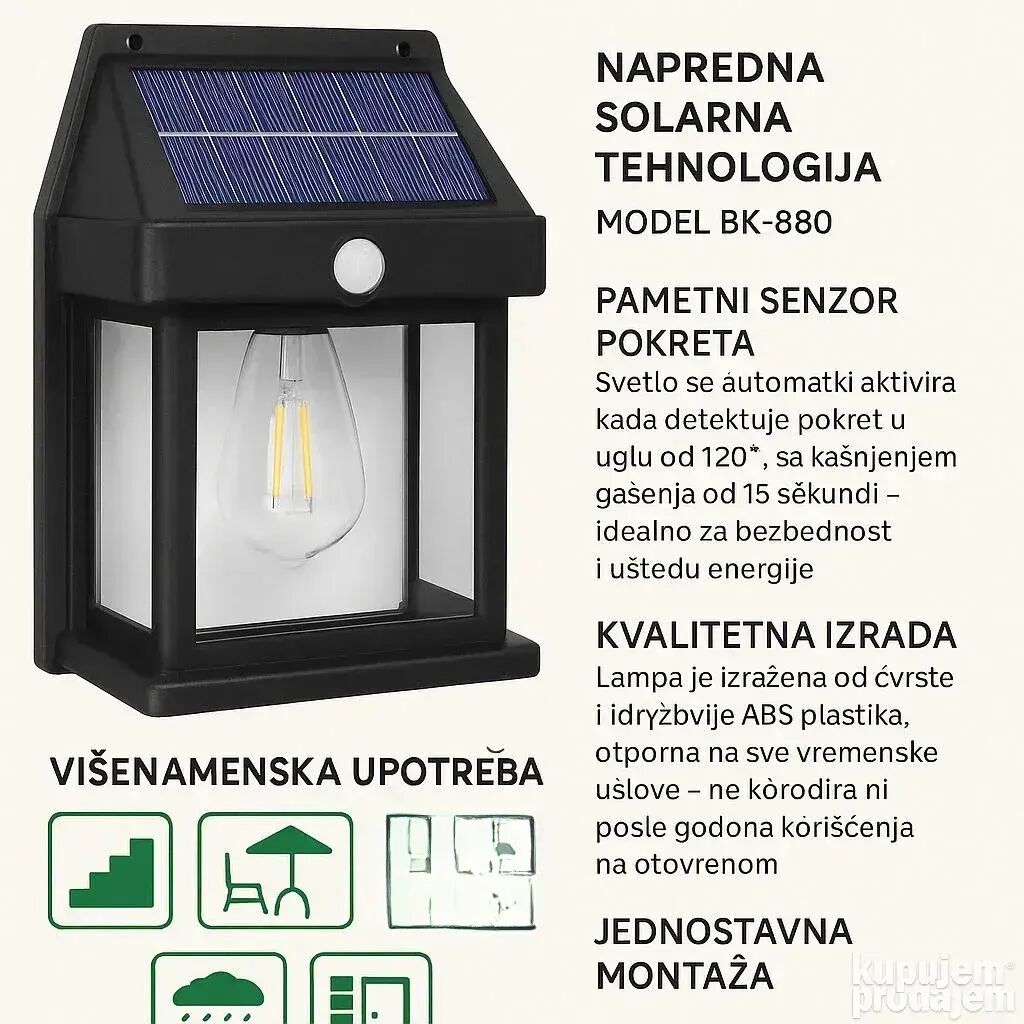 Solarna led lampa sa senzorom pokret model bk-888. solarna led lampa