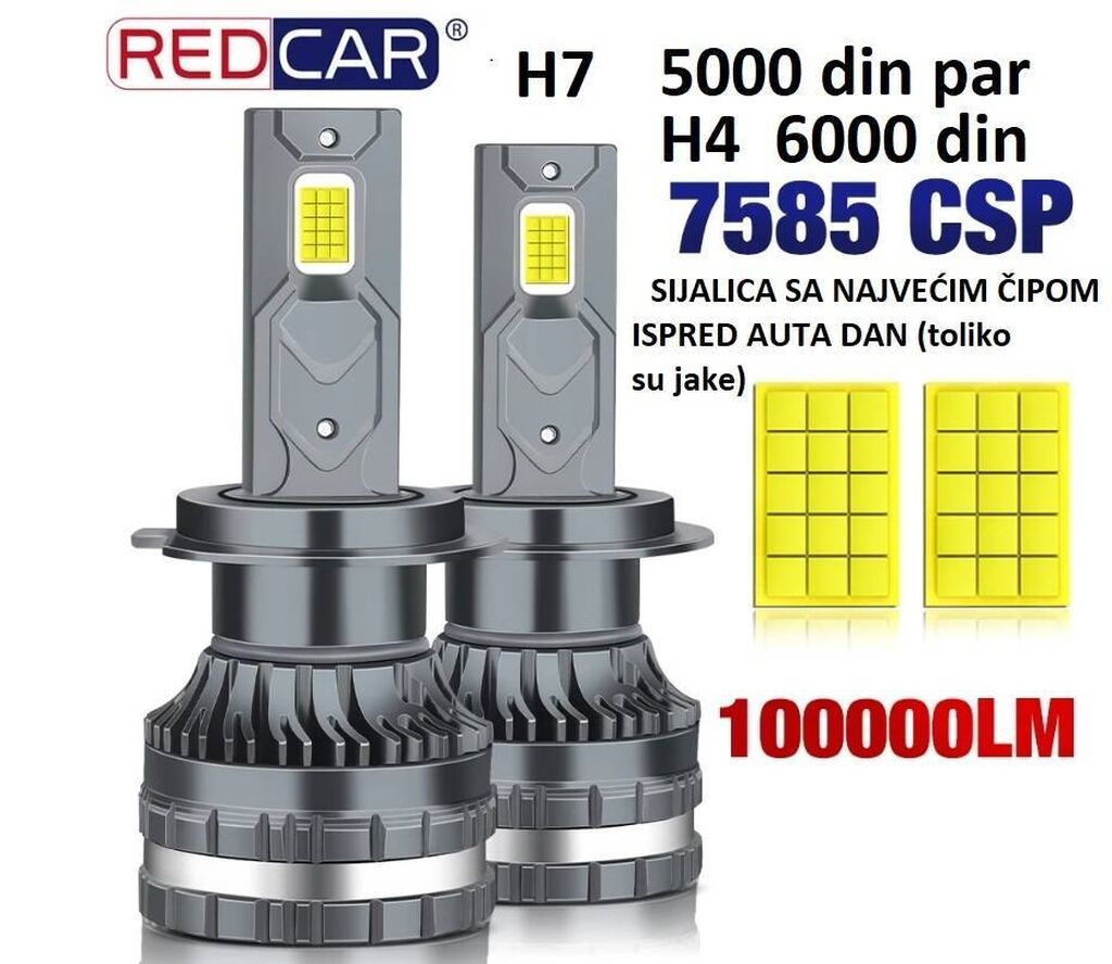CENA JE ZA PAR ( 2 komada ) RED CAR LED sijalice za farove – model H7