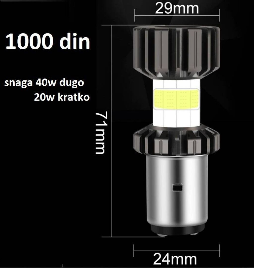 LED sijalica za motocikl/skuter – duga/kratka svetla - Snaga: 40W