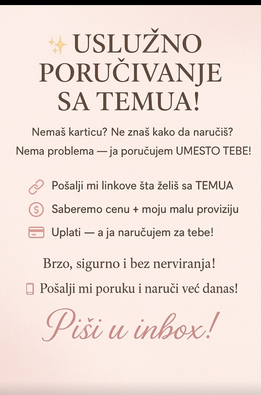 Uslužno poručivanje sa Temua Nemaš karticu ili ne znaš kako da