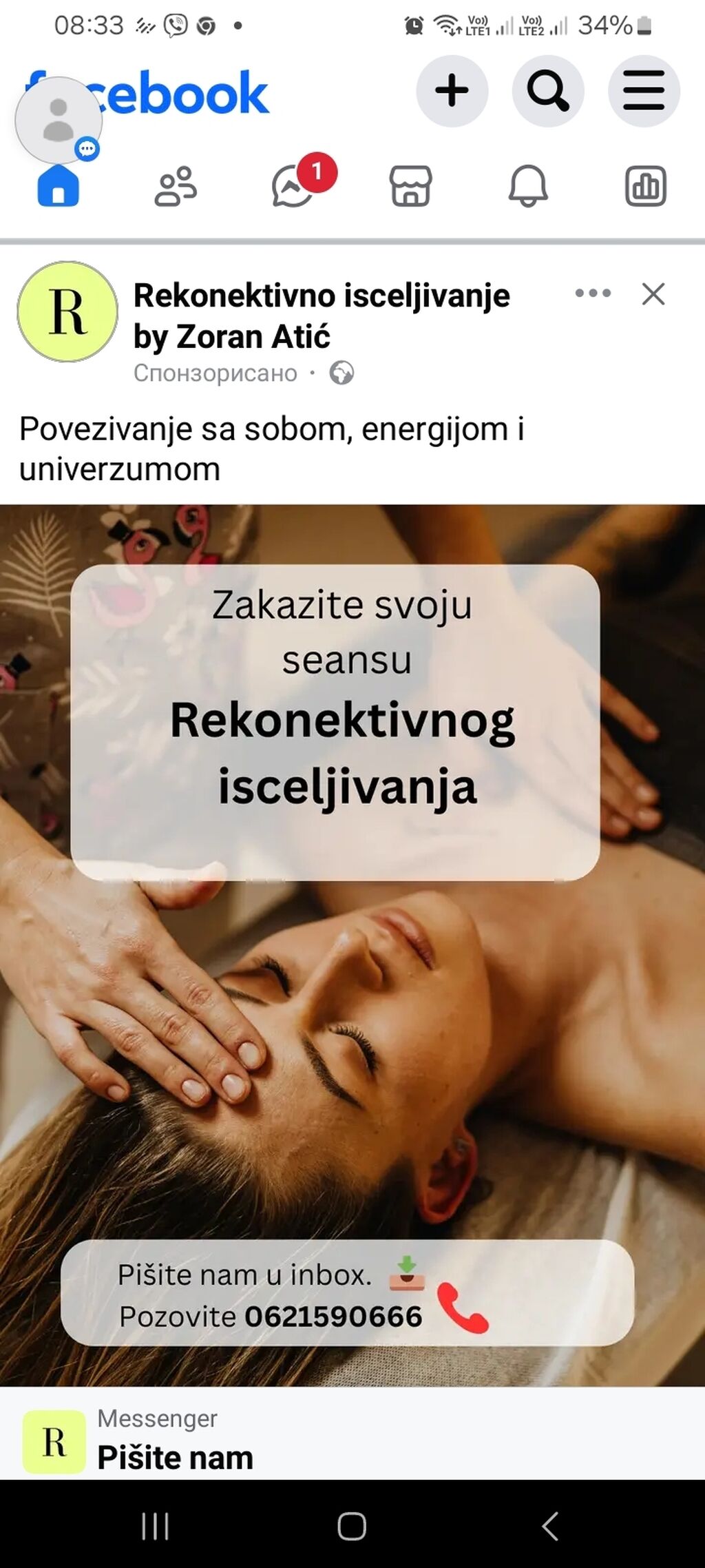 Rekonektivno isceljivanje – seanse energetskog rada Opis usluge: -