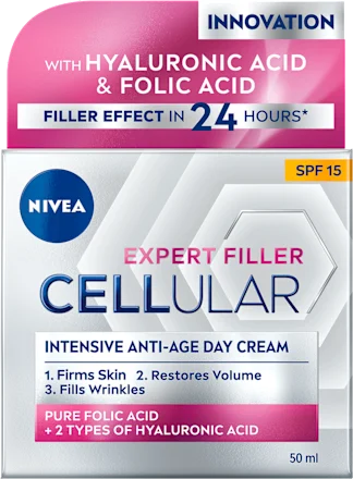 NIVEA
EXPERT FILLER CELLULAR anti-age dnevna krema, SPF 15, 50 ml