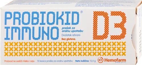 Hemofarm
PROBIOKID IMMUNO D3, dodatak ishrani, 10 kom
Dodatak ishrani