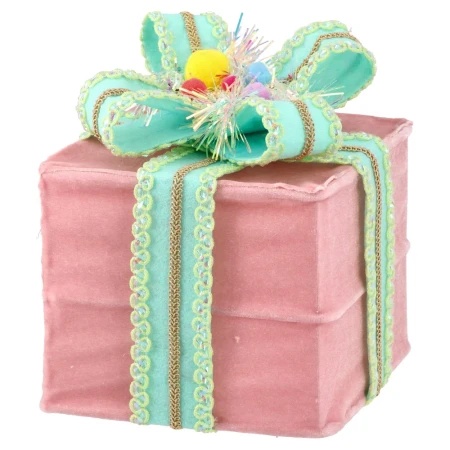 Festa glossy novogodišnja dekoracija poklon pastel roze pliš 15 x 15 x 17cm ( 760086 )