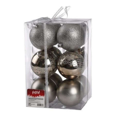 Festa icy print novogodišnja kugla srebrna 8cm 12k ( 780063 )