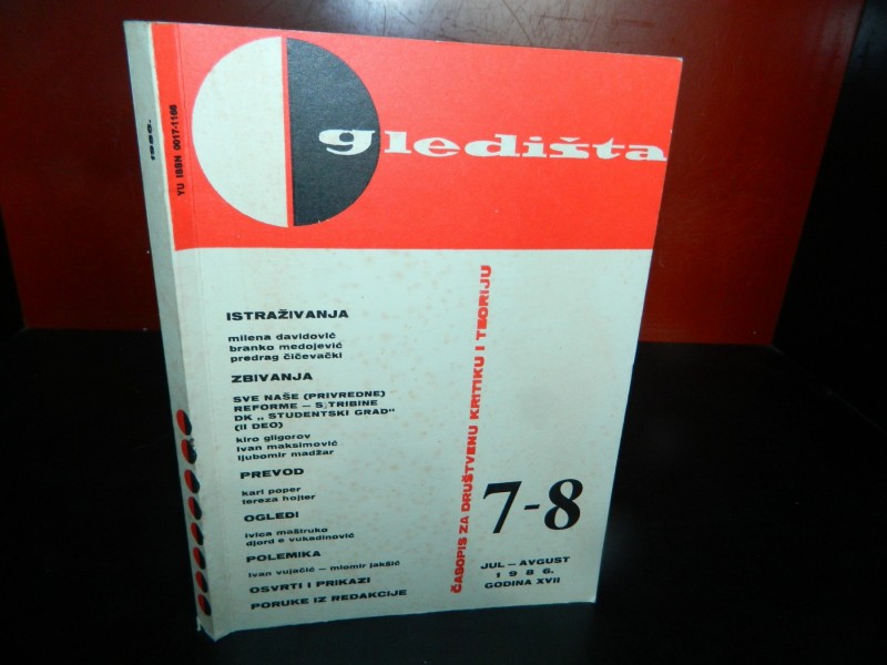 Gledišta 7-8*1986 (Karl Poper, Tereza Hojter...