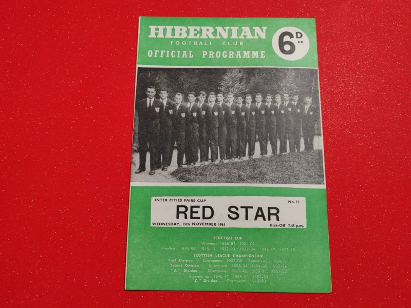 HIBERNIAN - CRVENA ZVEZDA 15.11.1961. REDJI PROGRAM