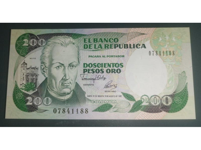 G19 200 pesos Kolumbija 1992 UNC