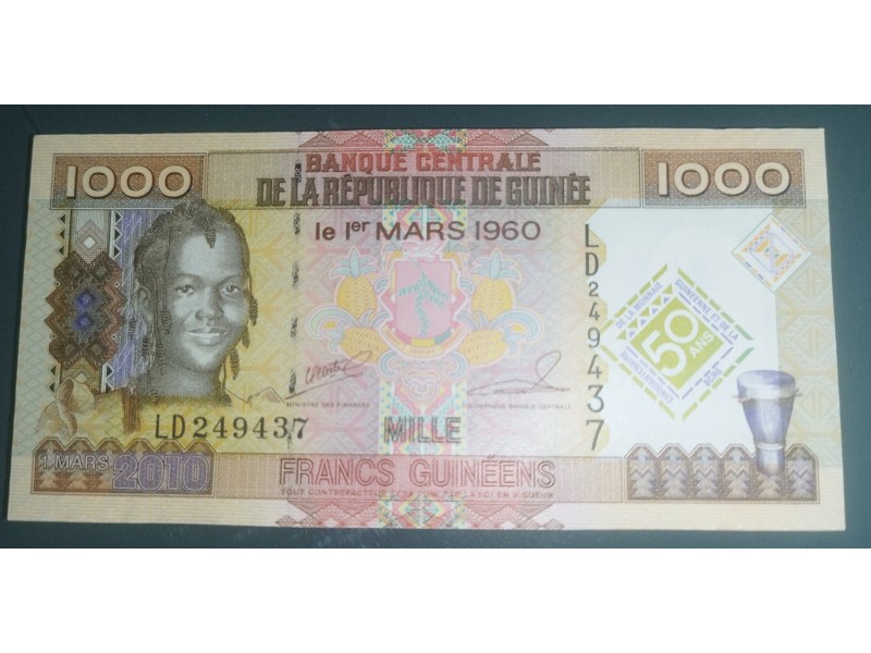 G28 1000 franaka Gvineja 2010 UNC 50th Anniversary