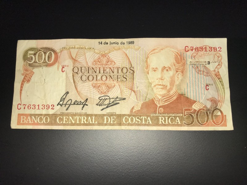 COSTA RICA 500 COLONES.1989.