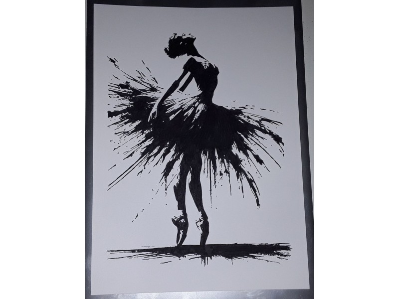 Crtez na hamer papiru 30 x 21,5 cm. - Balerina