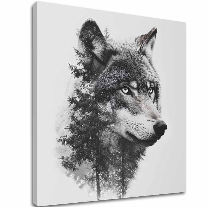 Slika na platnu Pogled vuka - Moderni crno-beli motiv