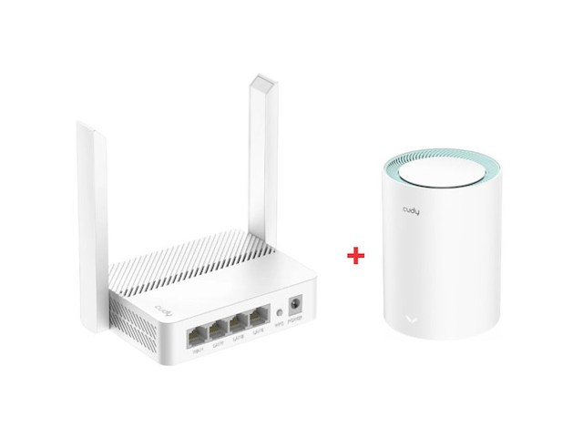Cudy SET WR300 N300 Wi-Fi Router + M1300 1-pack AC1200 MESH