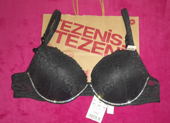 Tezenis crni cipka obod korpe cirkoni 85B NOVO!%