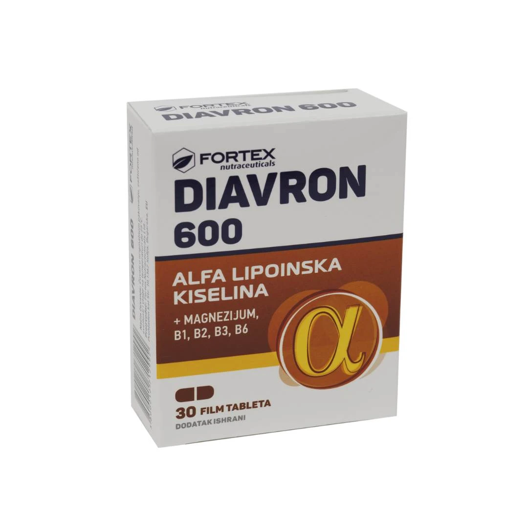 DIAVRON 600 Alfa Lipoinska Kiselina 600 mg + Magnezijum, B1, B2, B3, B6 30 Film Tableta