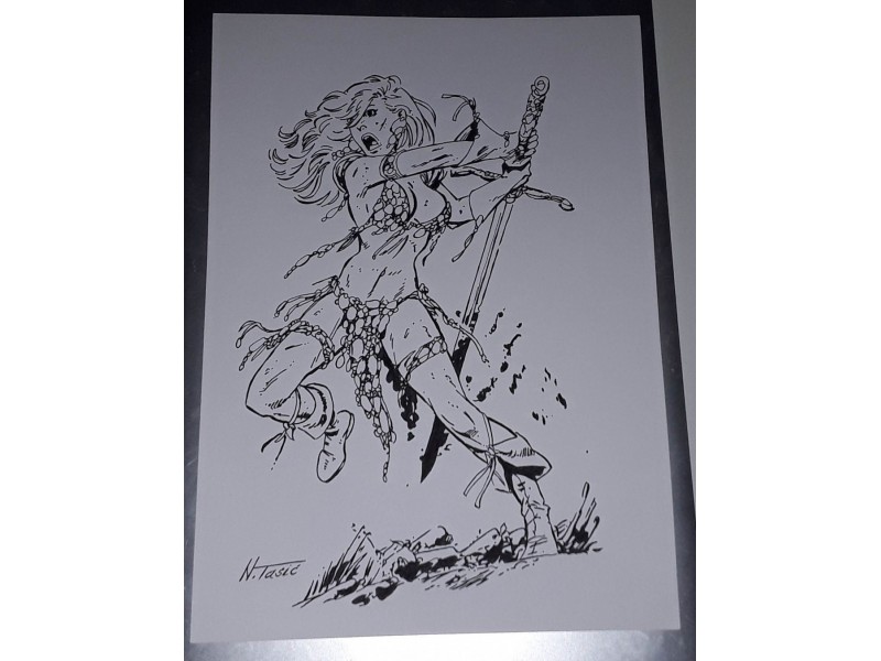 Crtez na hamer papiru 30 x 21,5 cm. - Red Sonja