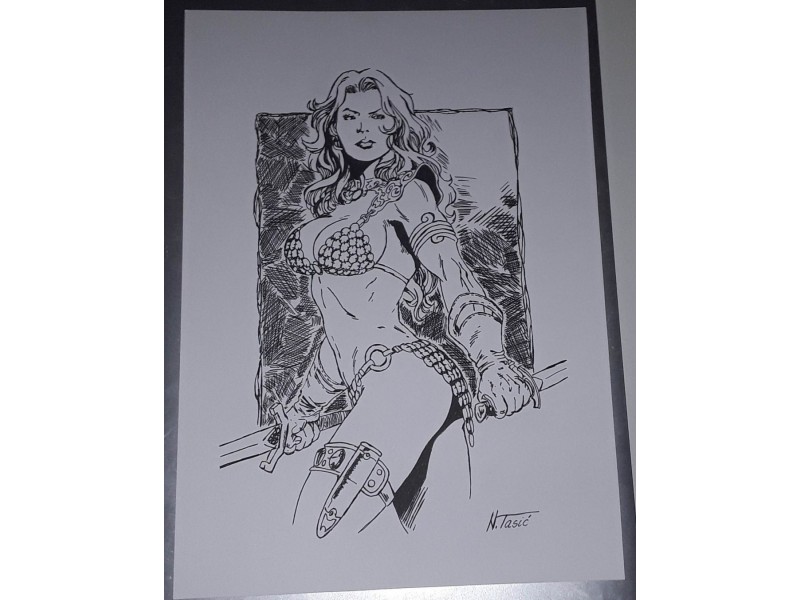 Crtez na hamer papiru 30 x 21,5 cm. - Red Sonja