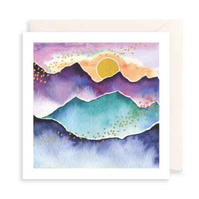 Čestitka - Watercolour Mountain and Sun