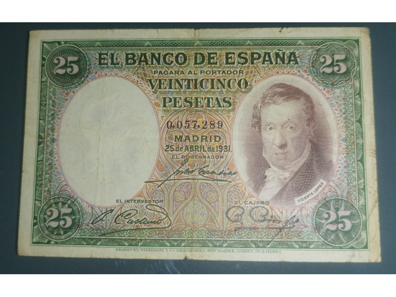 G60 25 pesetas Spanija 1931