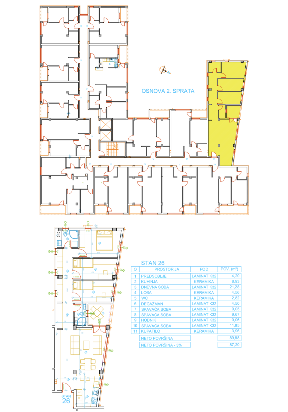 Palilula, Četvoroiposoban stan na prodaju, 87.2m2, 144.752€