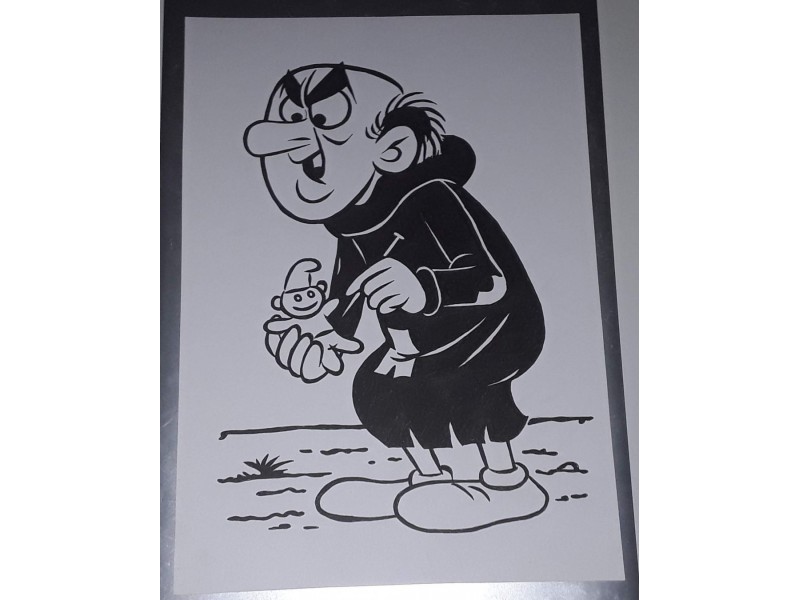 Crtez na hamer papiru 30 x 21,5 cm. - Gargamel