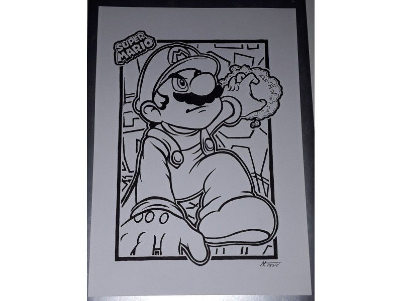 Crtez na hamer papiru 30 x 21,5 cm. - Super Mario