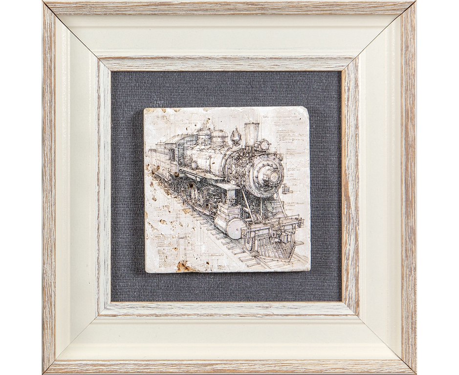 Ilustracija lokomotive voza na kamenu