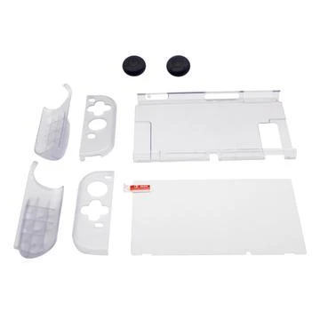 SW369 6-IN-1 CLEAR CASE KIT FOR NINTENDO SWITCH , ANTI-SCRATCH SHELL COVER WITH SCREEN PROTECTOR AND GRIP CAPS