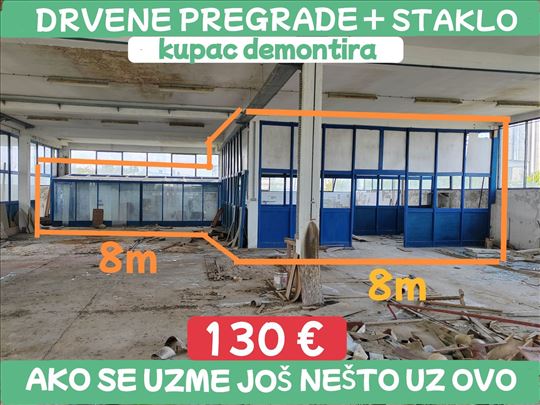 Drvene pregrade+staklo polovno