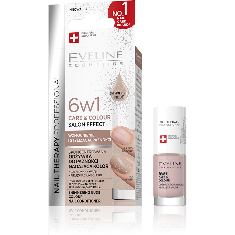EVELINE - NAIL THERAPY 6in1 CARE&COLOUR SHIMMERING NUDE 5ml