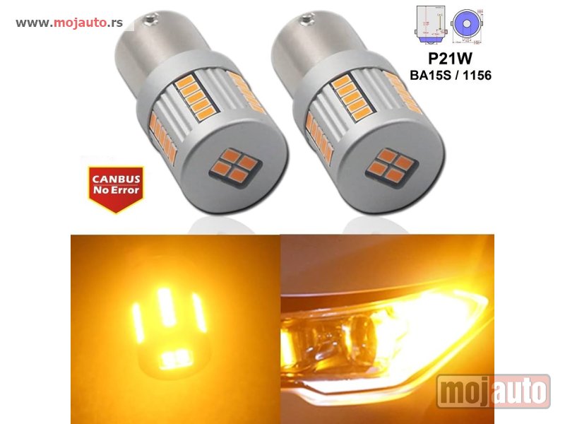 LED sijalice p21w/ba15s/1156 - 34*3030smd - narandzaste .
