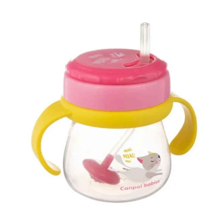 Canpol baby solja sa slamcicom cat - 250ml pink 56/520