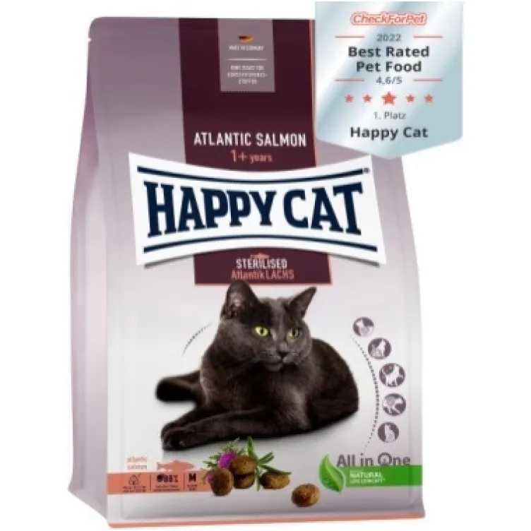 Happy cat za sterilisane mačke losos 1,3kg