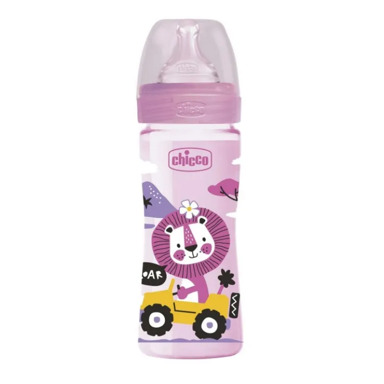 Chicco plastična flašica 250ML, silikon Roze
