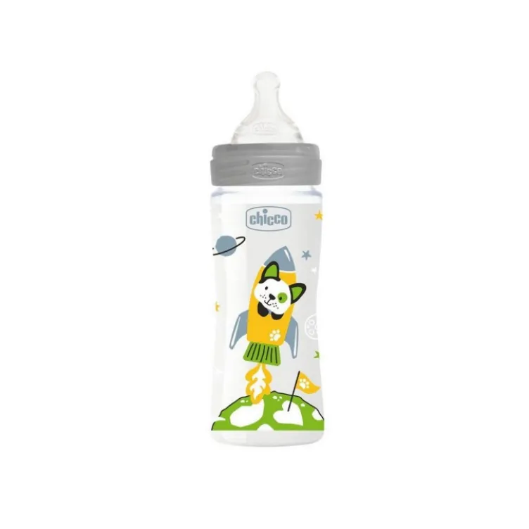 Chicco plastična flašica 330ML, silikon siva