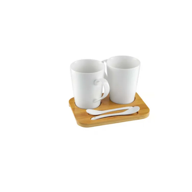 Porcelanski set 2 šolje sa daskom od bambusa DJ45581