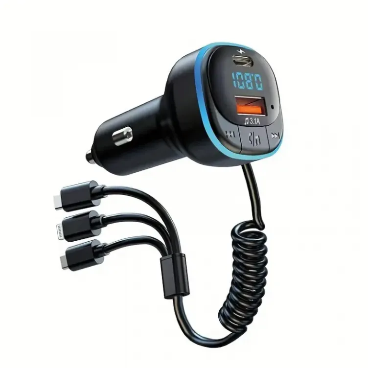 Bluetooth FM RGB Transmiter C31 USB/ Type-C/ Ligtning crni