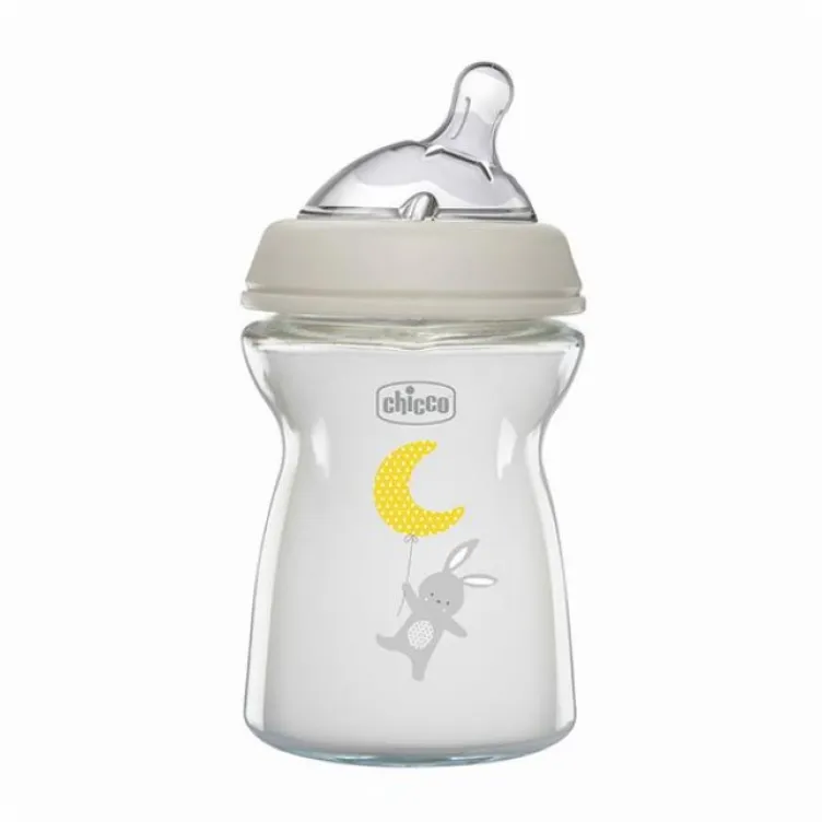 Chicco nf staklena flašica,250ml,silikon, 0+m