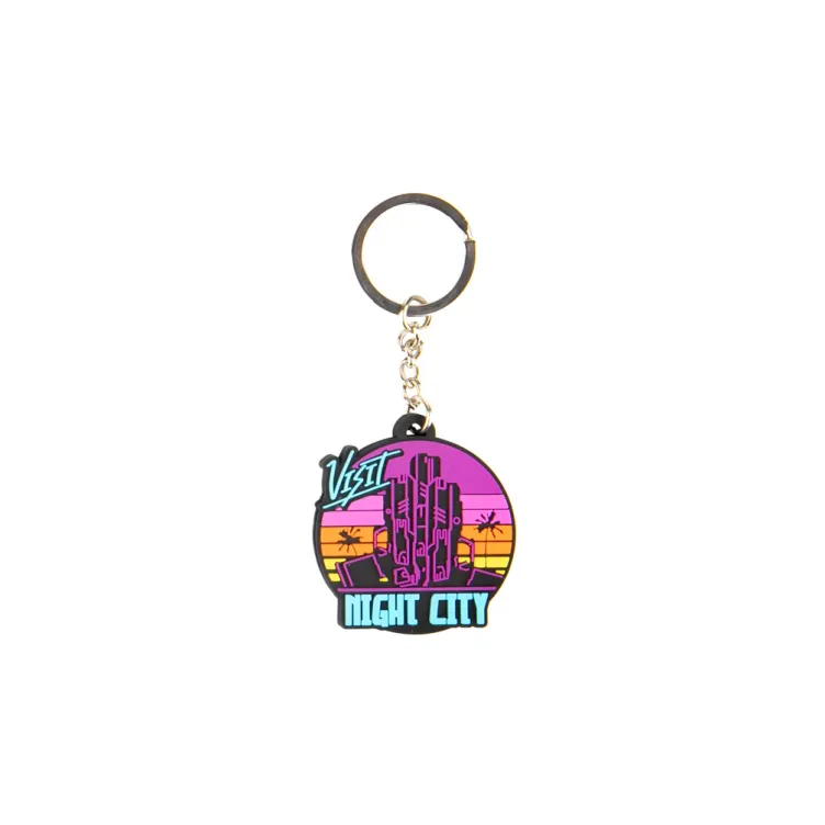 Cyberpunk 2077 Visit Night City PVC Keychain Multicolor