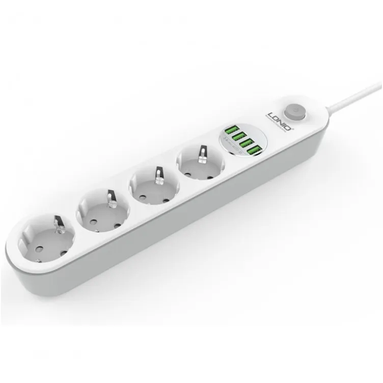 Produžni Kabl LDNIO SE4432 4 EU Plug + 4 USB plug Max 2500W 2M White