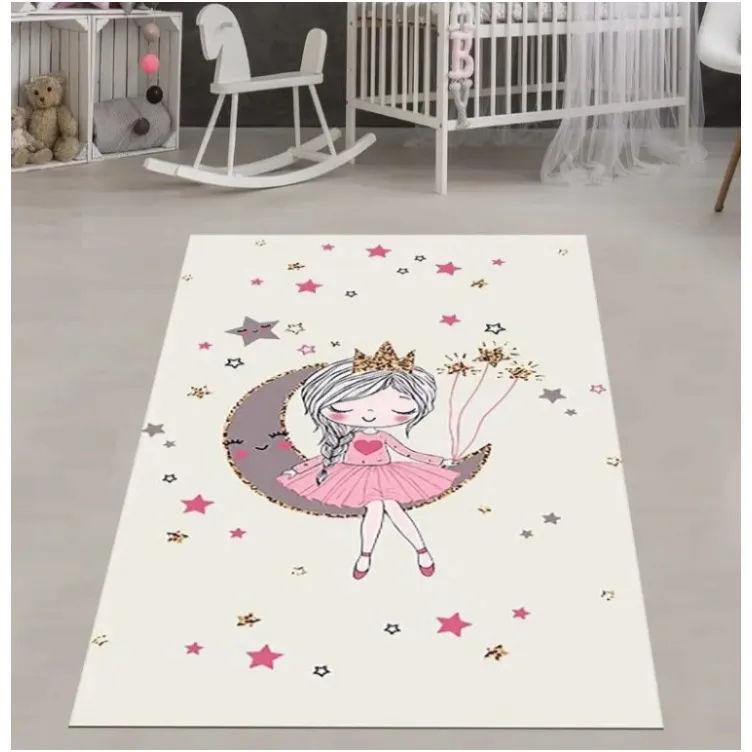 Tepih za dečiju sobu 120x180 cm - Devojčica na mesecu O-103
