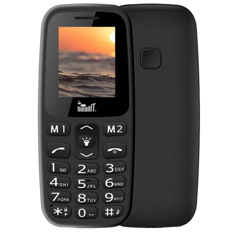 Meanit Mobilni telefon, 1.77" ekran, Dual SIM, BT, SOS dugme Crni