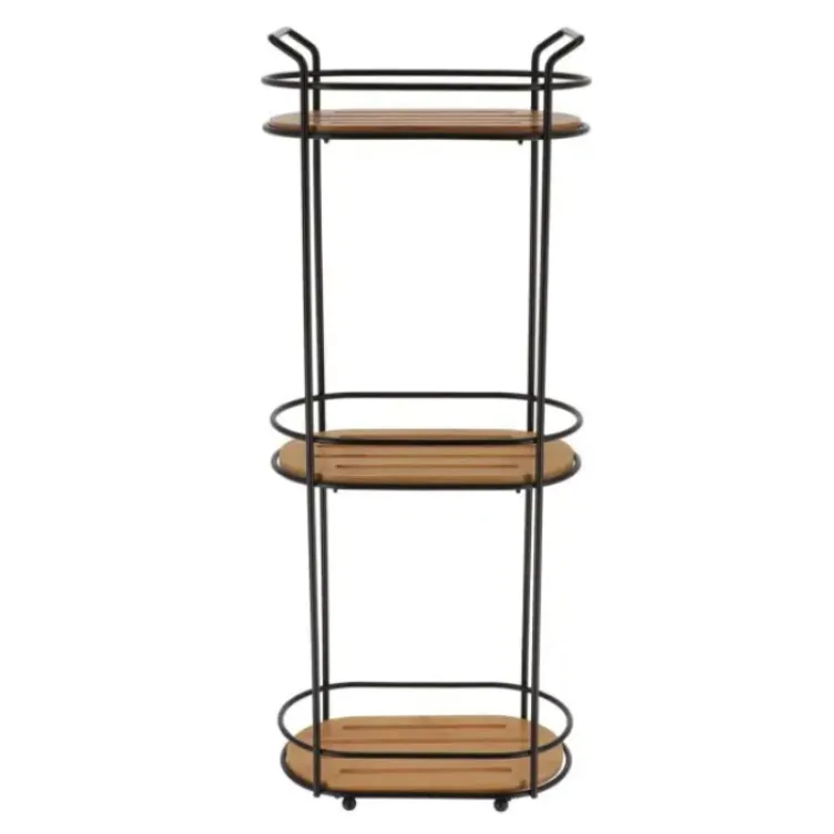 Polica trostruka žIčana 62,5x24,5x13,5cm bambus mat crna