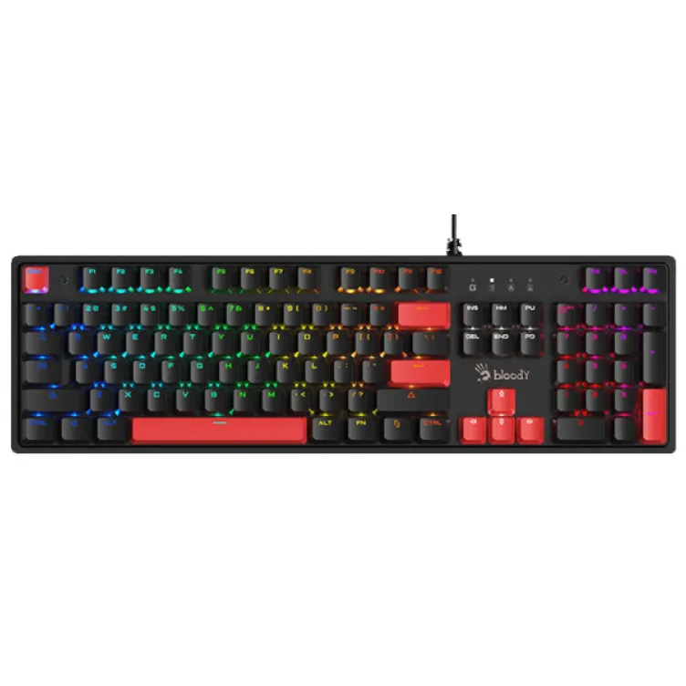 A4-S510R A4Tech Bloody MEHANICKA Gejmerska tastatura black, USB, US layout Fire Black / BLMS Red