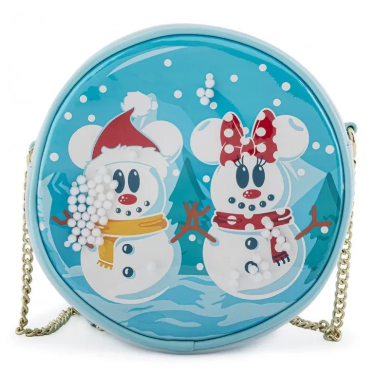 Disney Snowman Mickey Minnie Snow Globe Crossbody Bag