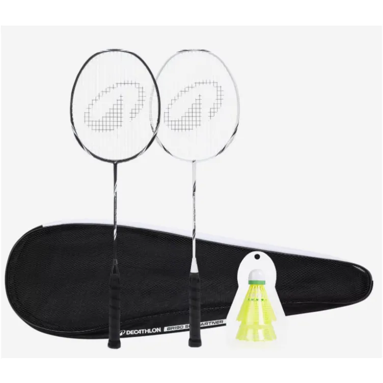 Crno-beli reket za badminton za odrasle SENSATION 500 SET