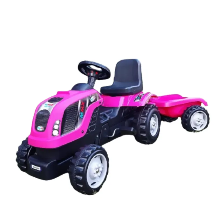 Traktor na pedale MMX sa prikolicom roze