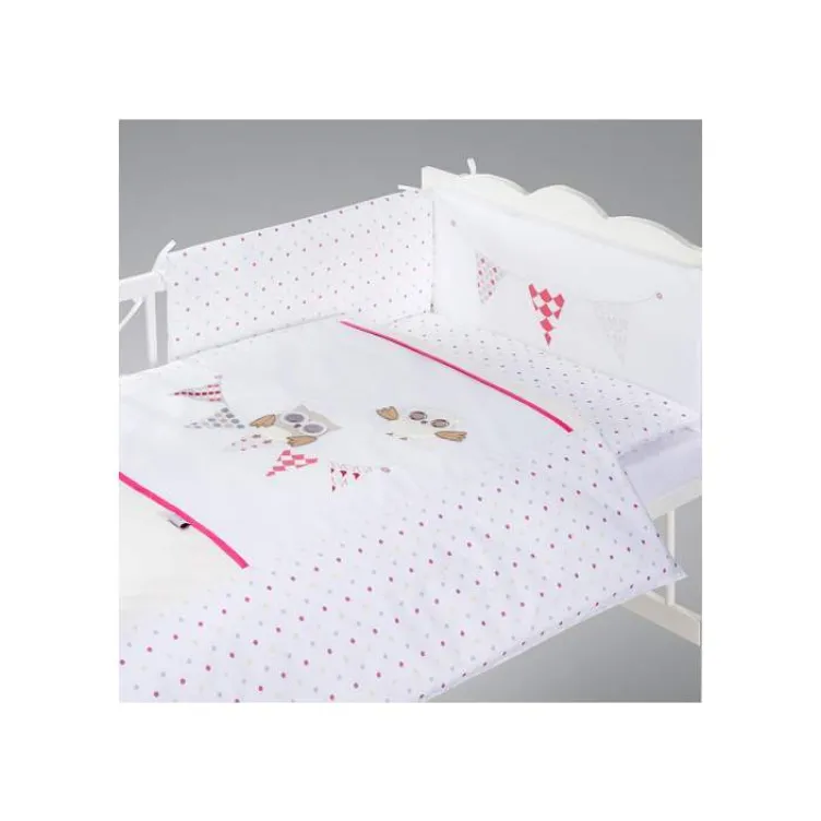 Posteljina za bebu Set 5 delova Night birds pink