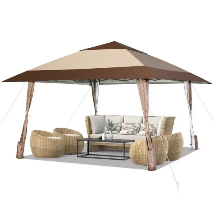 Gazebo paviljon sa mehanizmom 390x390cm Bež 1679